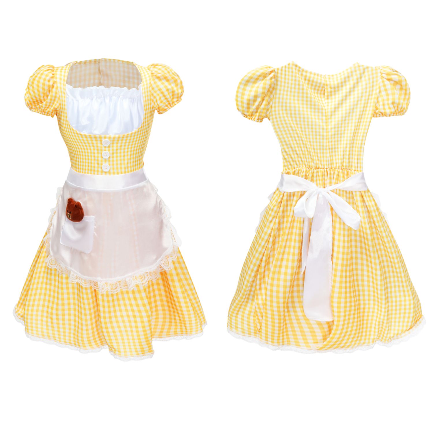 Ladies Goldilocks Costume | 4 Pcs | Dress, Tights, Soft Basket & Bear ...