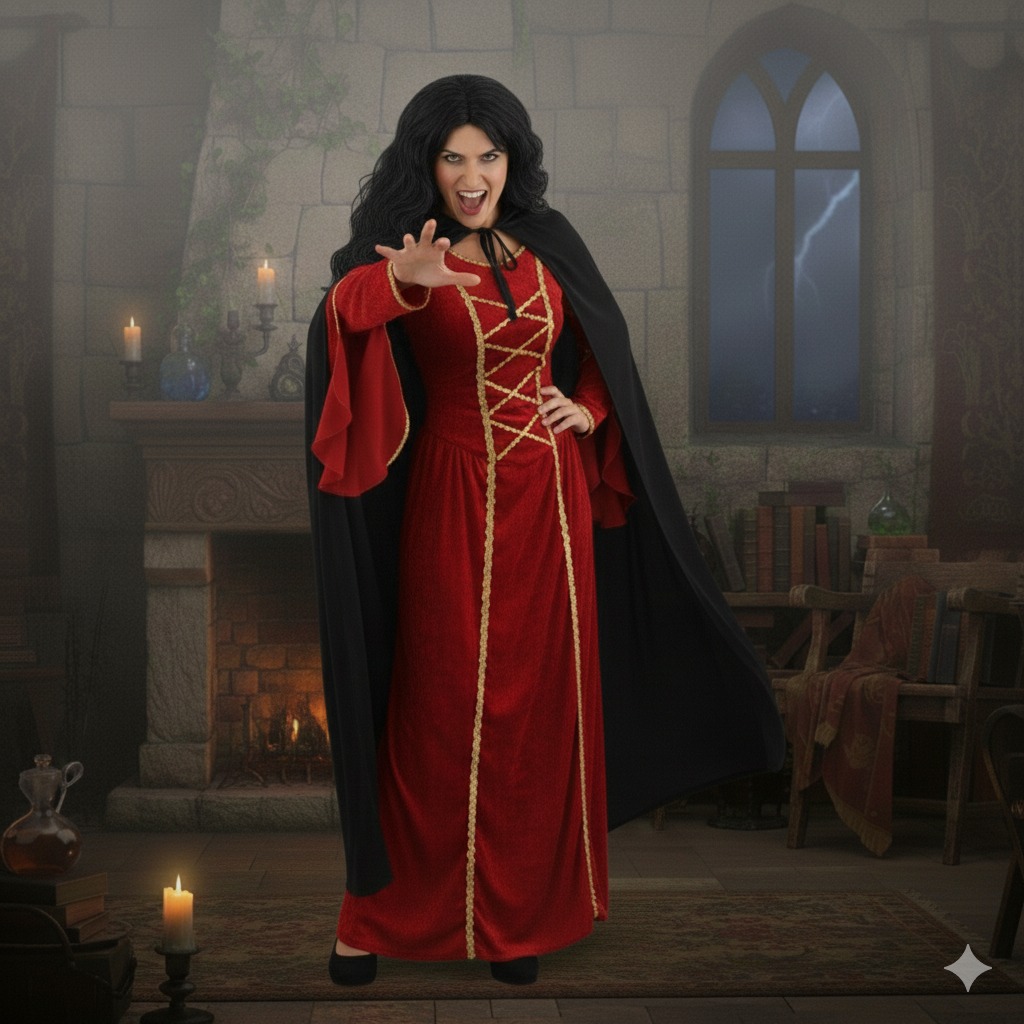 Ladies Evil Mother Costume | 4 Pcs | Dress, Cape, Wig & Lantern - I ...